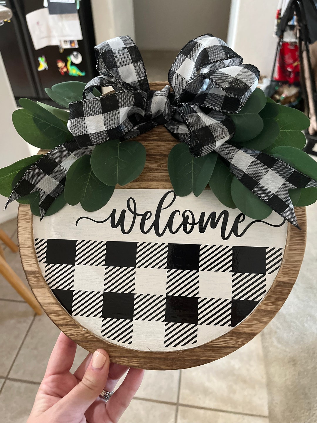 Buffalo Plaid Welcome Sign - Etsy