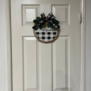 Buffalo Plaid Welcome Sign - Etsy