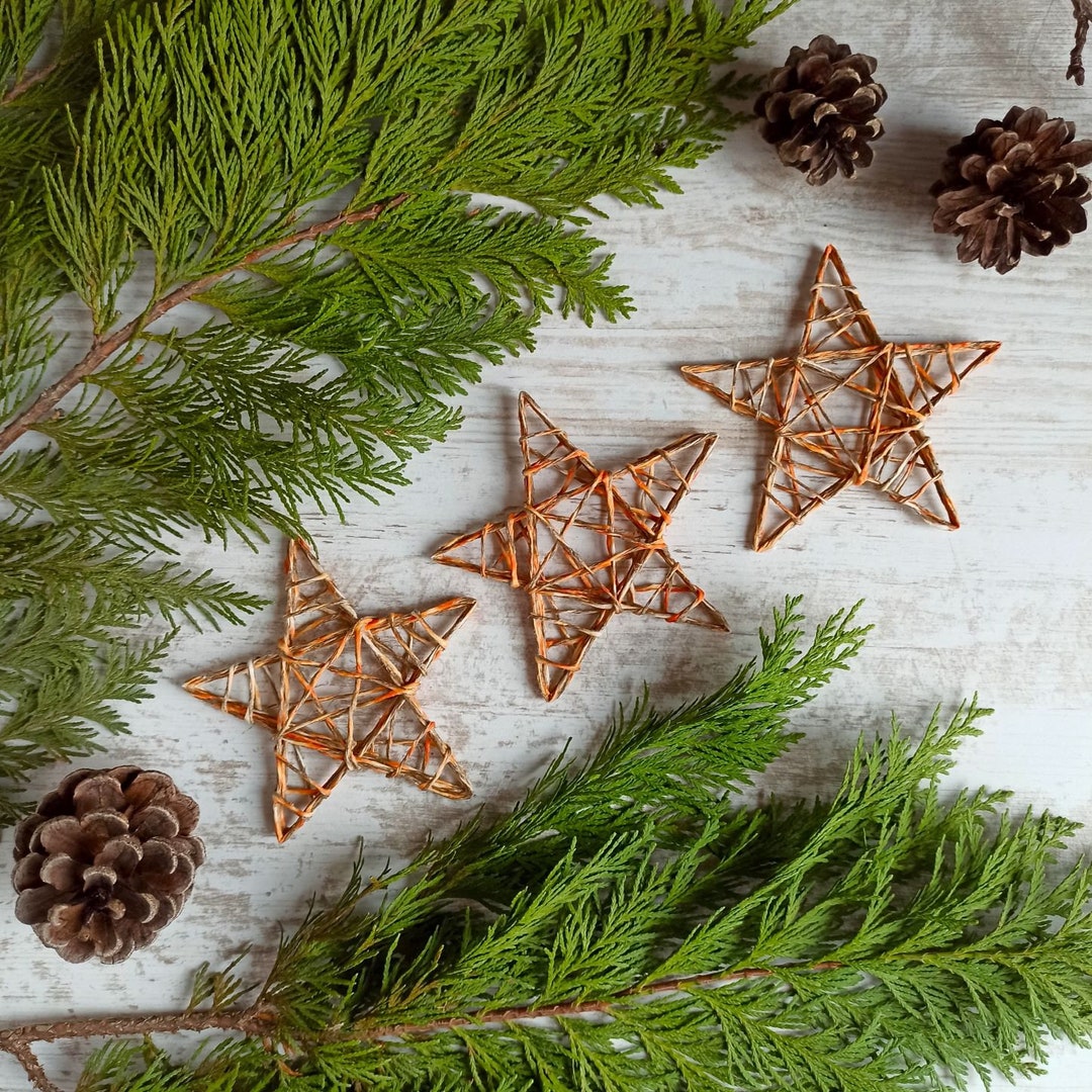 Three Stars in Natural Colors, Handmade From Wool Following a Zero ...