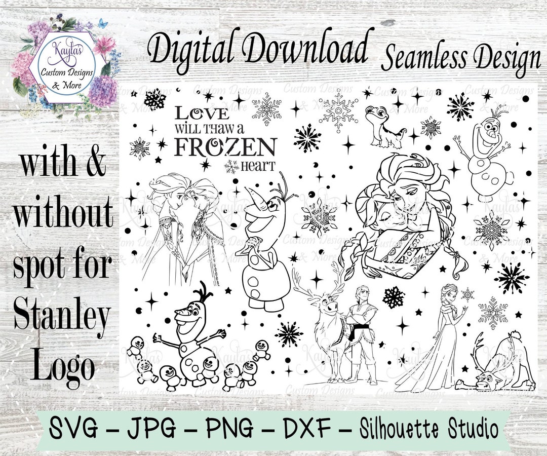 Frozen Tumbler Template: Ana, Elsa, Olaf, Kristoff (SVG, DXF) (digital ...