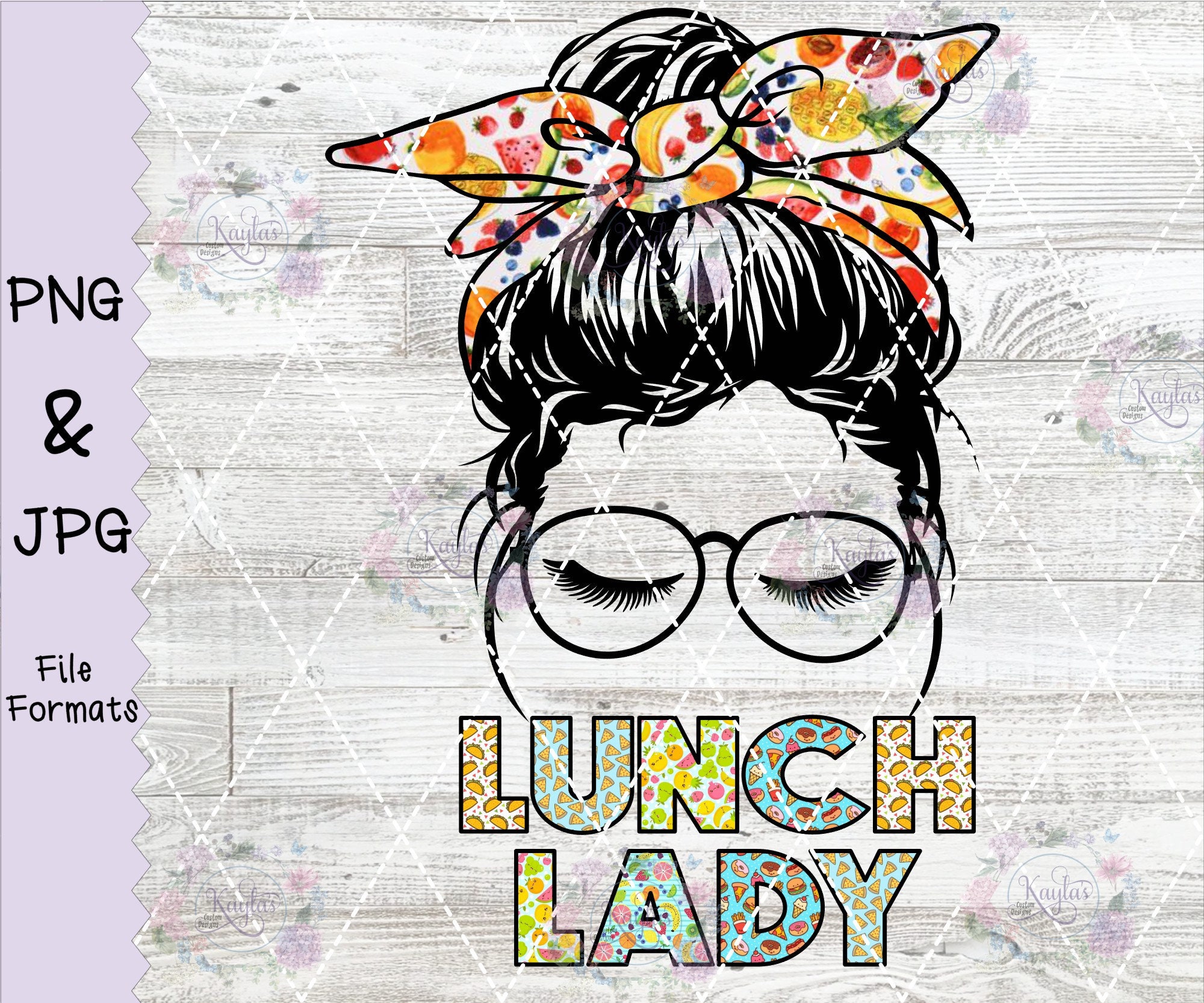 Messy Bun Lunch Lady PNG JPG Sublimation Waterslide - Etsy