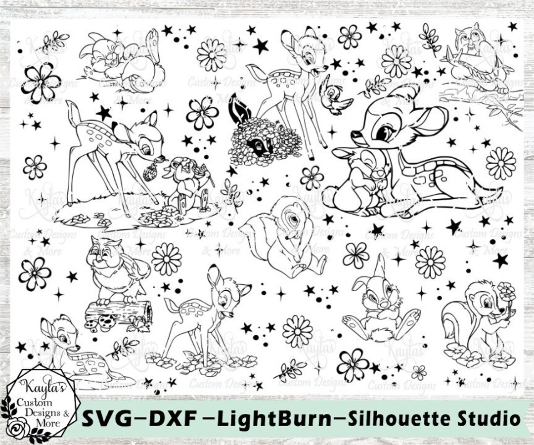 Bambi & Friends Tumbler Template: Laser Engraved SVG (digital Download ...