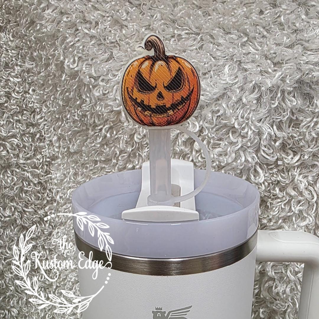 Spooky Pumpkin Straw Topper, Halloween Cup Accessory, Stanley/tumbler ...