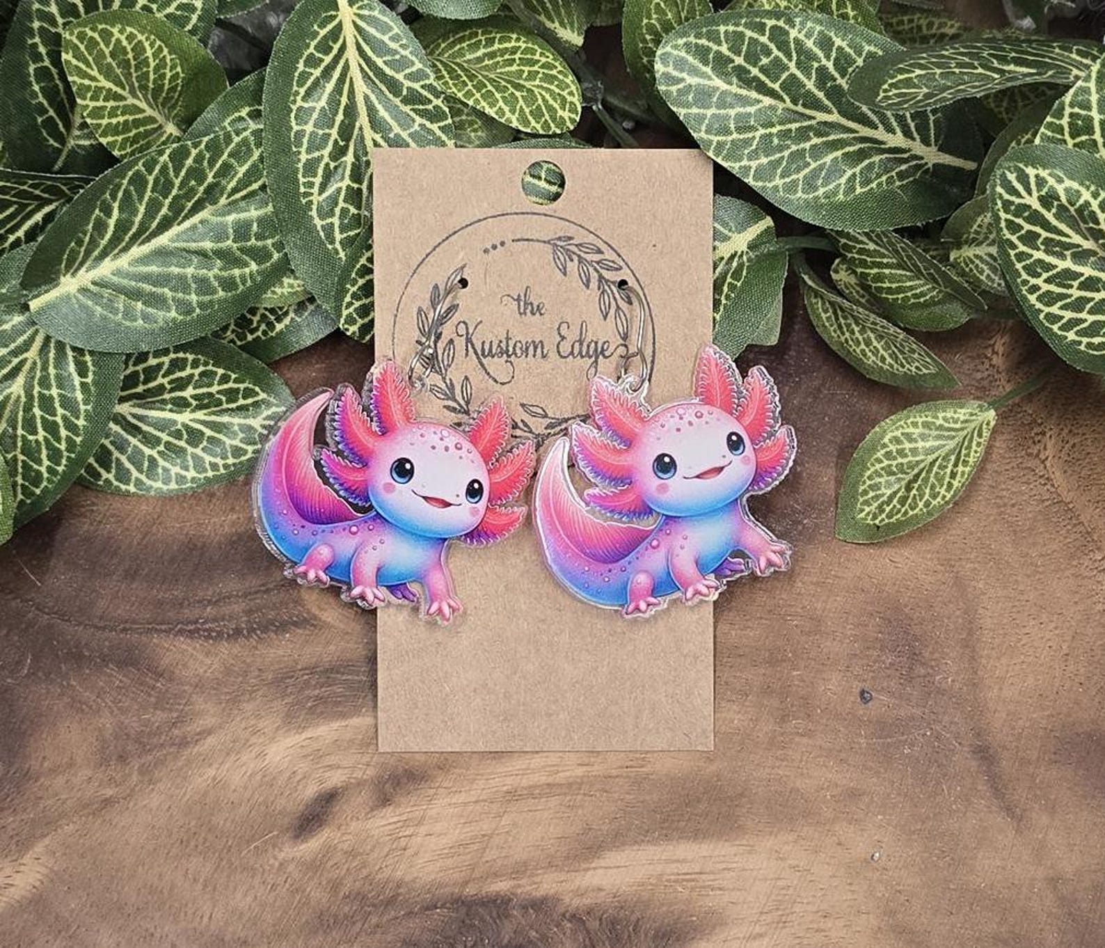 Cute Pink Axolotl Dangle Earrings, Pink Salamander Laser Cut Perfect ...