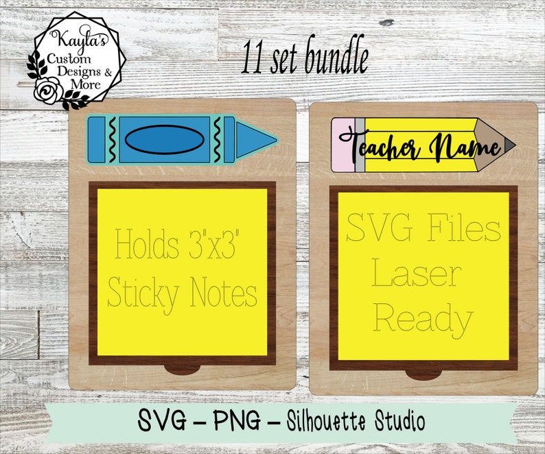 Teacher Sticky Note Pad Holder SVG Laser Ready Cut Files - Etsy