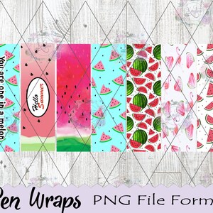 Watermelon Pen Wraps, Fruit Pen Wraps, Red, Green Pen Wraps, PNG ...
