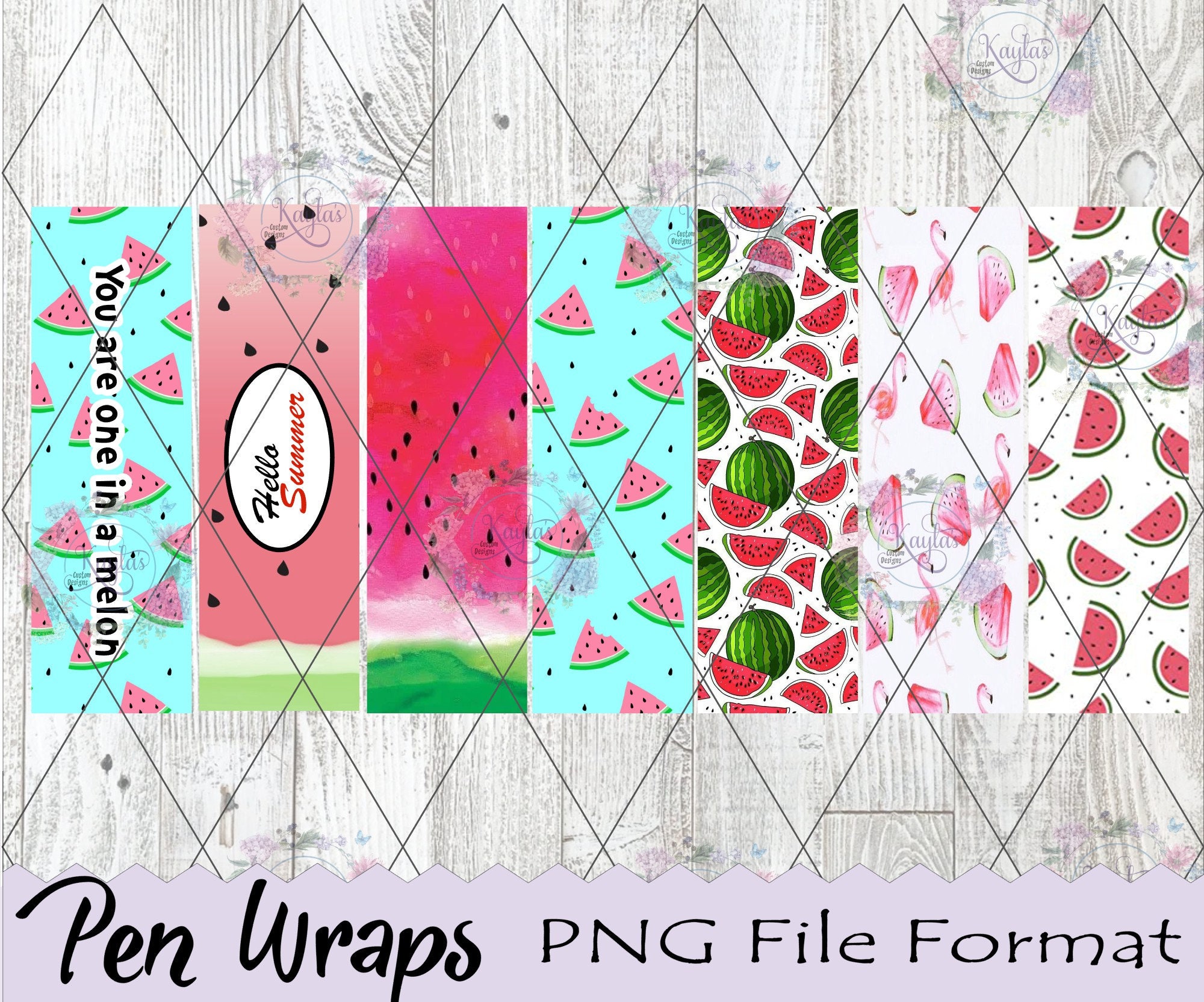 Watermelon Pen Wraps Fruit Pen Wraps Red Green Pen Wraps | Etsy