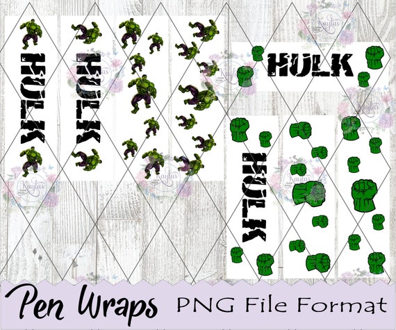 Hulk Pen Wraps Big Green Man Super Hero PNG Printable | Etsy
