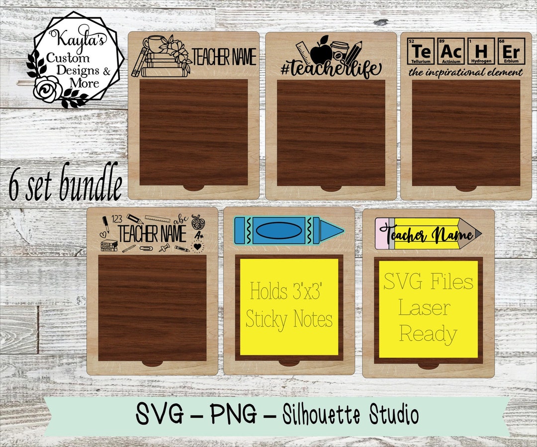Teacher Sticky Note Pad Holder, SVG, Laser Ready Cut Files, Digital ...