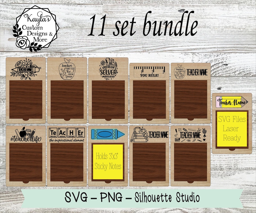 Teacher Sticky Note Pad Holder, SVG, Laser Ready Cut Files, Digital ...