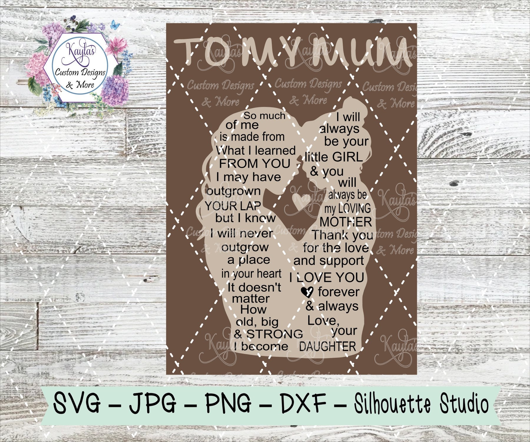 To My MUM, Mother Daughter Sign, SVG, Mothers Day Sign, Mother Sign ...