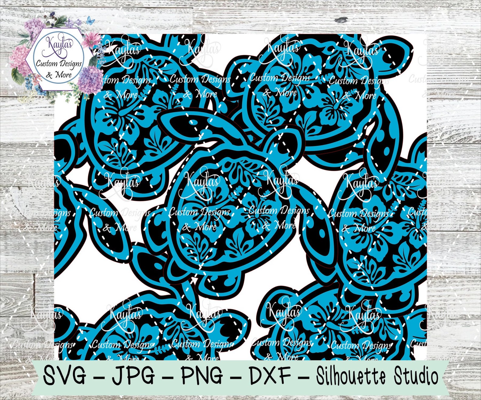 Hibiscus Turtle Burst Tumbler Template Double Sided Tape SVG - Etsy