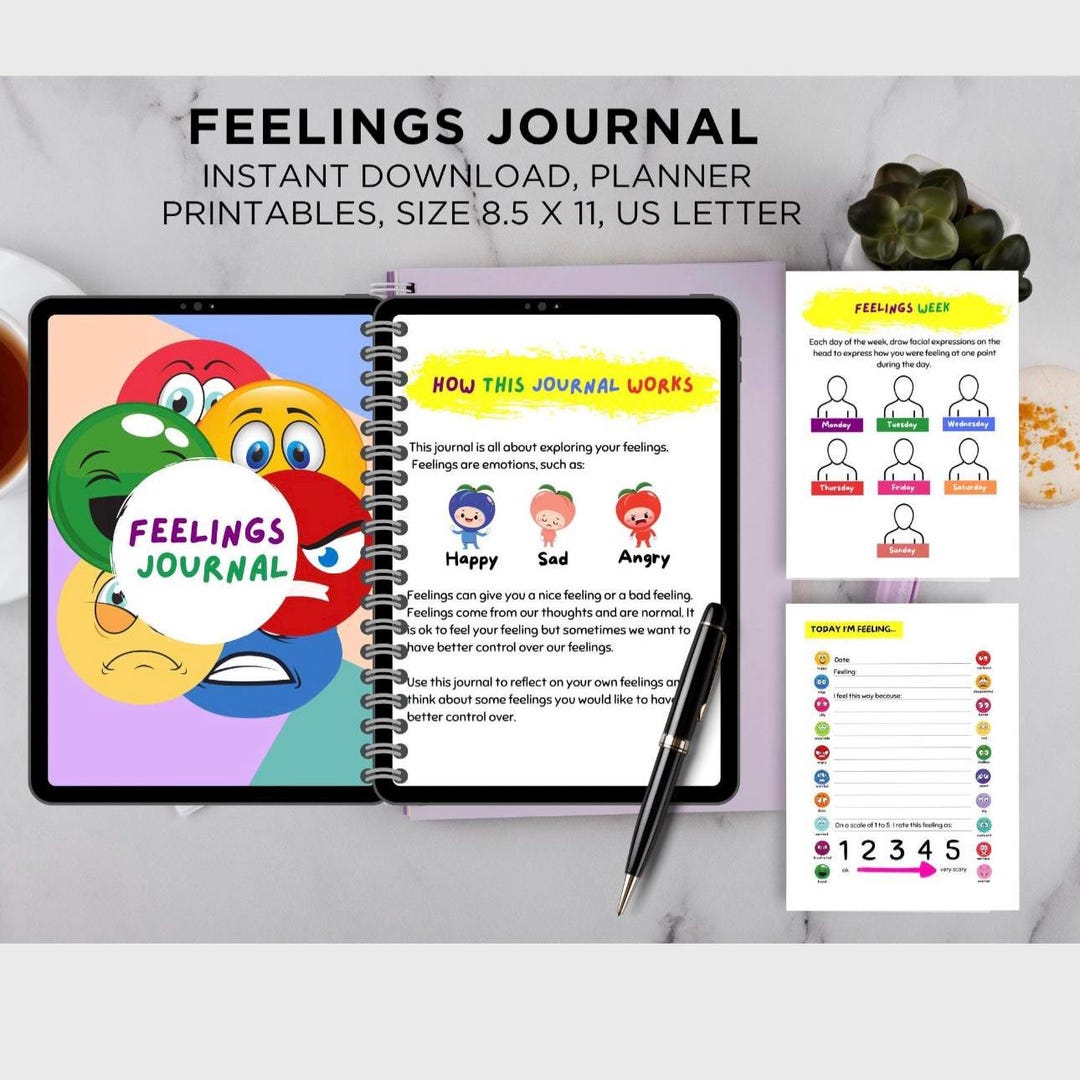 Feelings Journal for Kids, Journal for Emotions, Autism Worksheets ...