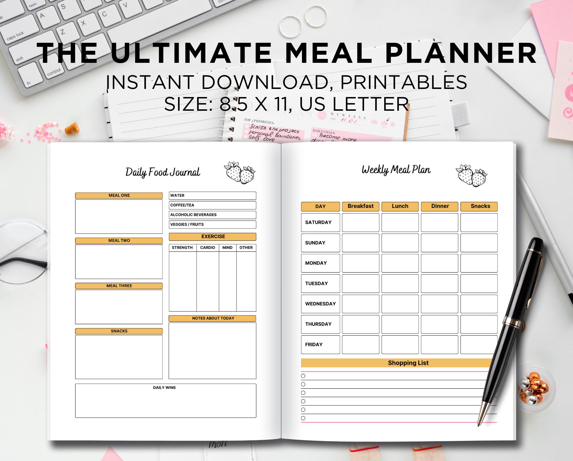 Meal Planner Printable, Grocery List, Weekly Menu, Healthy Eating Plan ...