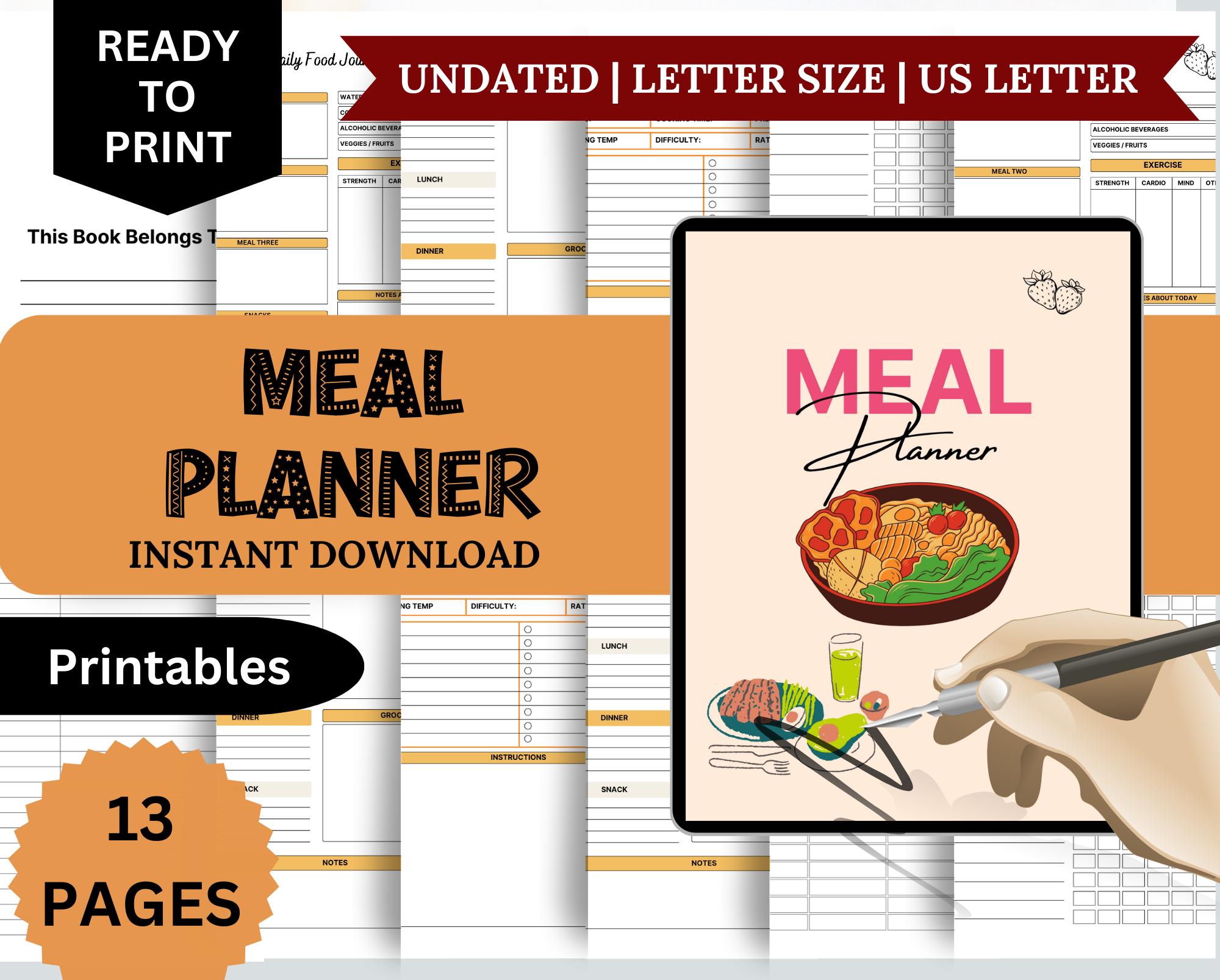 Meal Planner Printable, Grocery List, Weekly Menu, Healthy Eating Plan ...