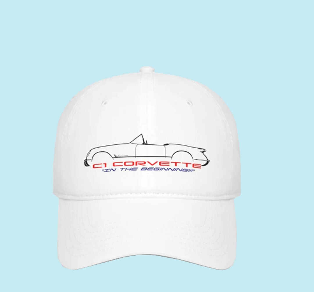 C1 Corvette Ball Cap, C1 Corvette Gift, White C1 Corvette Profile ...