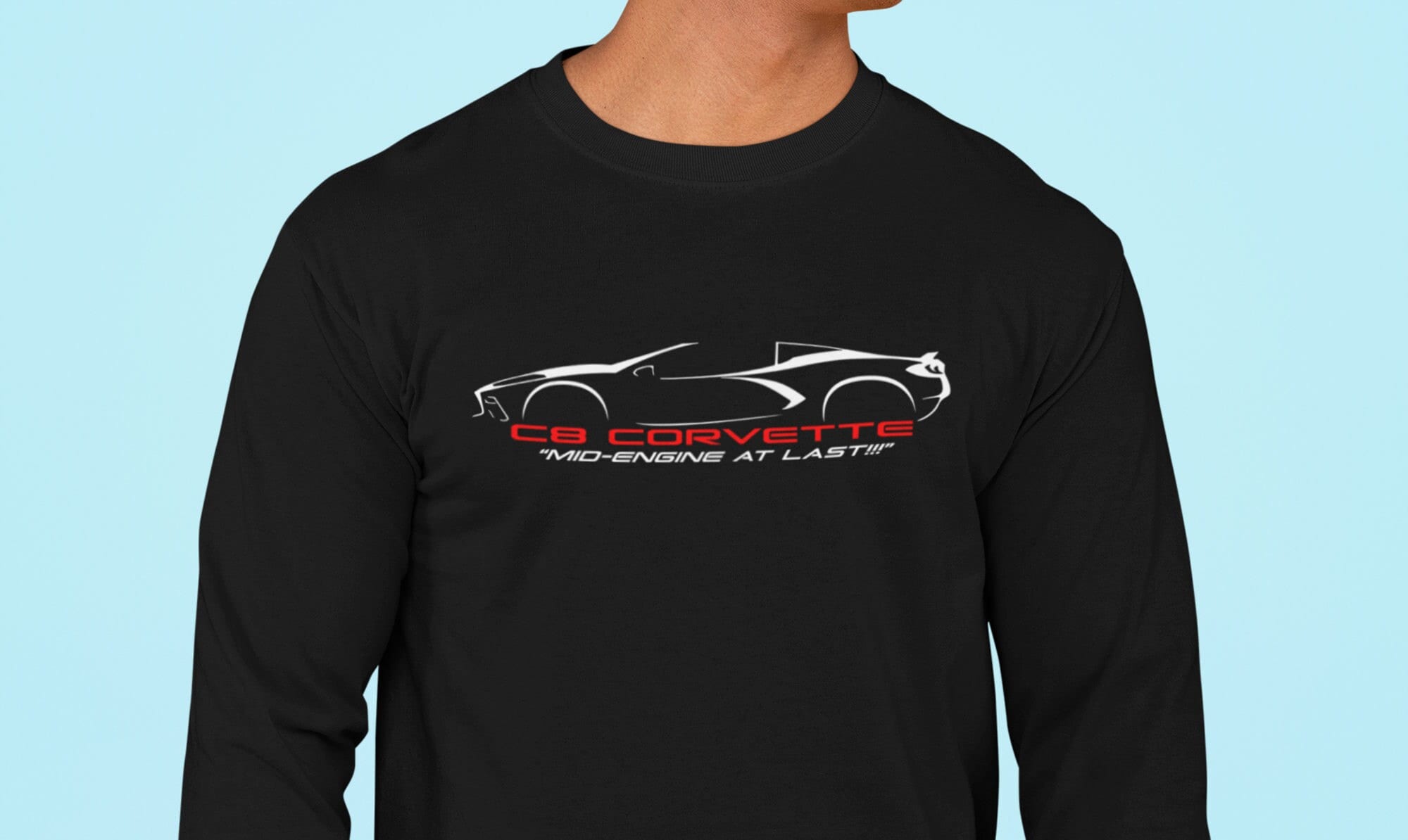 C8 Corvette Long Sleeve Tee, Corvette Profile Shirt, Corvette Lover T ...