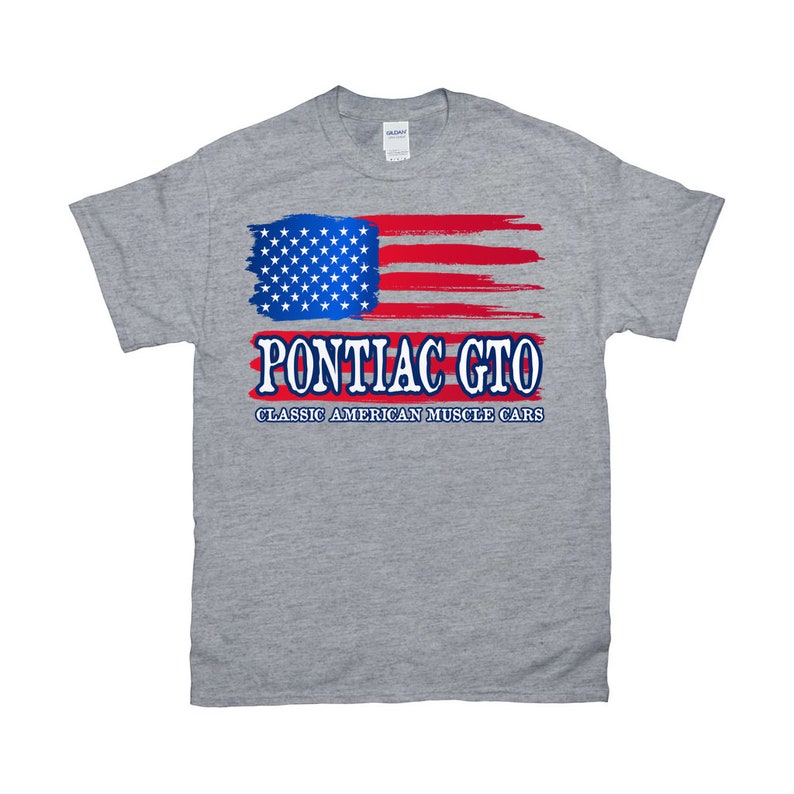 Pontiac GTO American Flag T-shirt Horizontal, Gildan Unisex Shirt ...