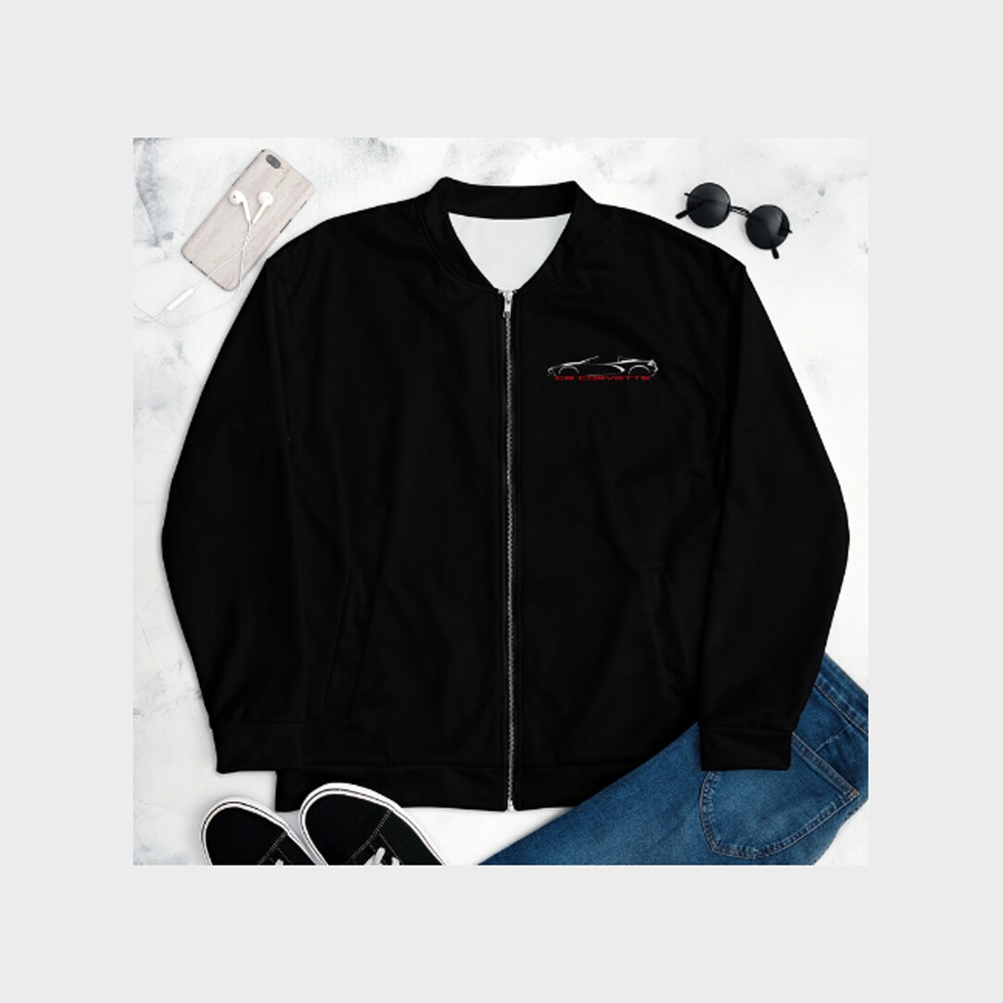 C8 Corvette Lover Bomber Jacket, Unisex Sizes, Polyester With Fleece ...