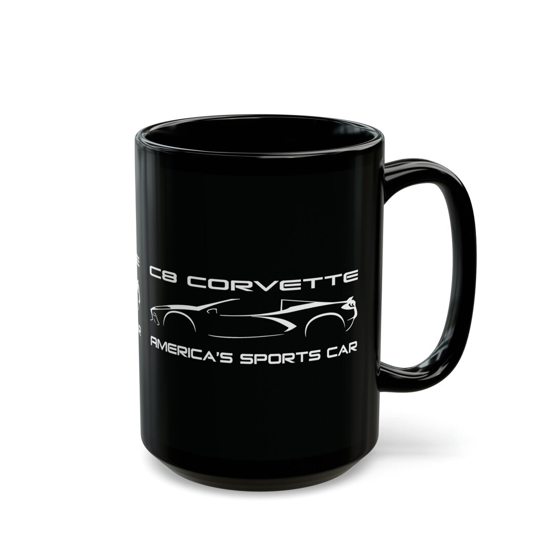 C8 Corvette Lover Black Mug, (11oz, 15oz), C8 Corvette Gift, America's ...