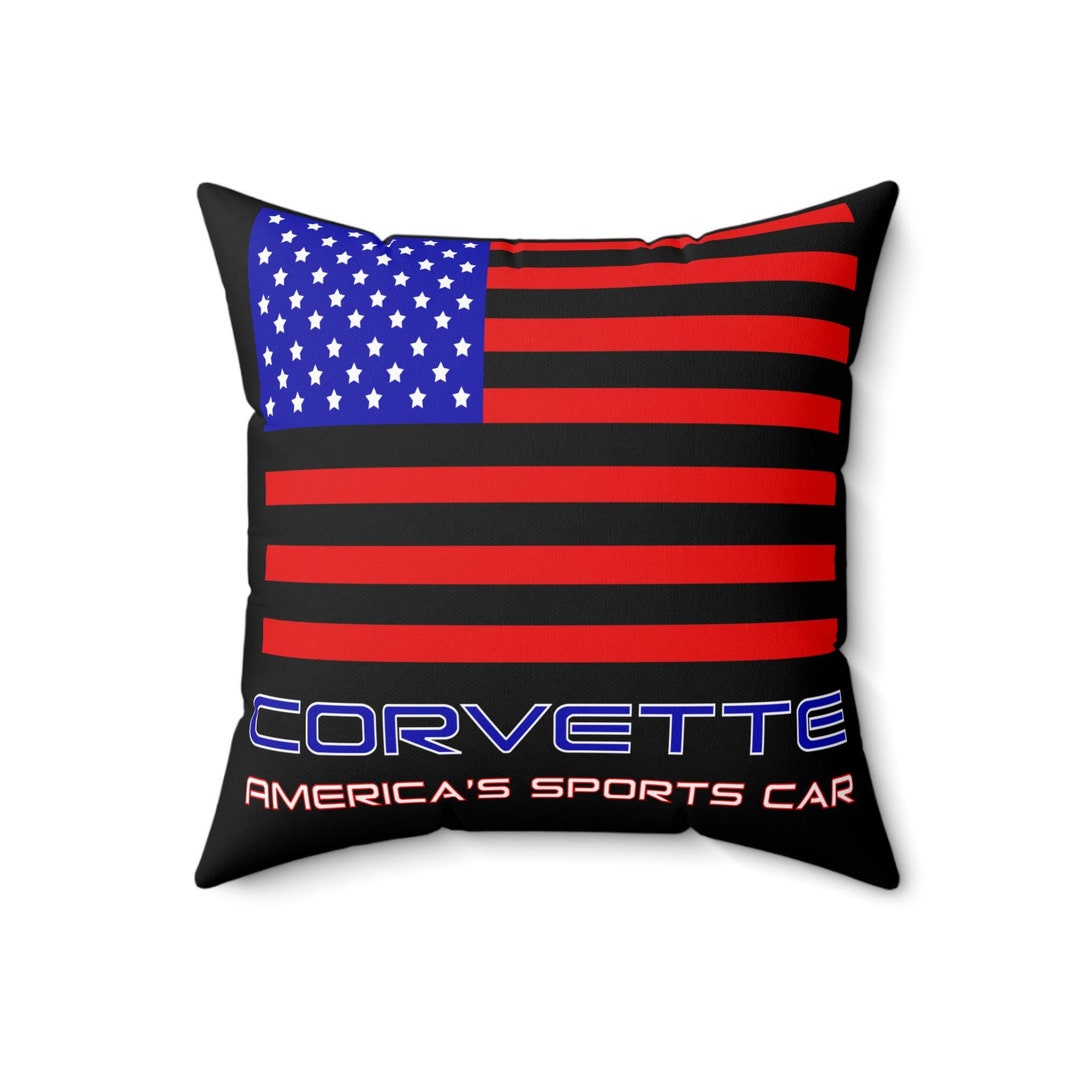Corvette Lover Pillow, Corvette Flag Gift, Corvette Decor, Corvette Man ...