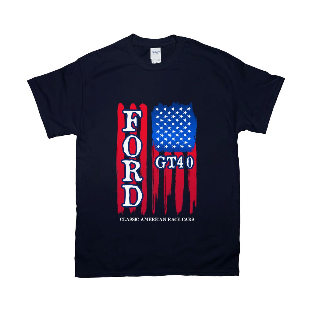 Ford GT40 Race Car Vertical Flag T-shirt, , Gildan Unisex Ford GT40 ...