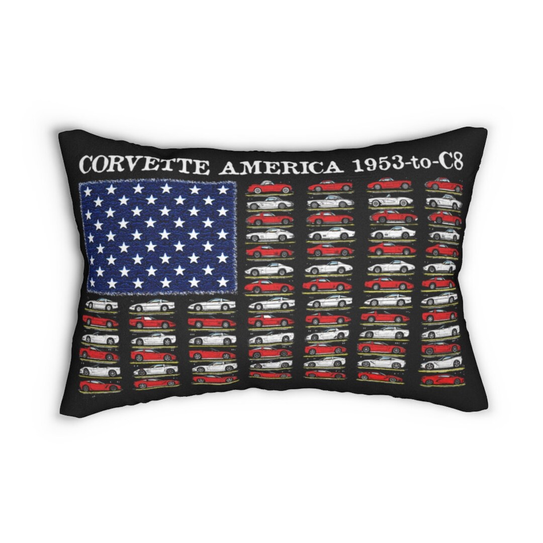 Corvette Flag Pillow, Corvette America Lumbar Pillow, Corvette Art C1 ...