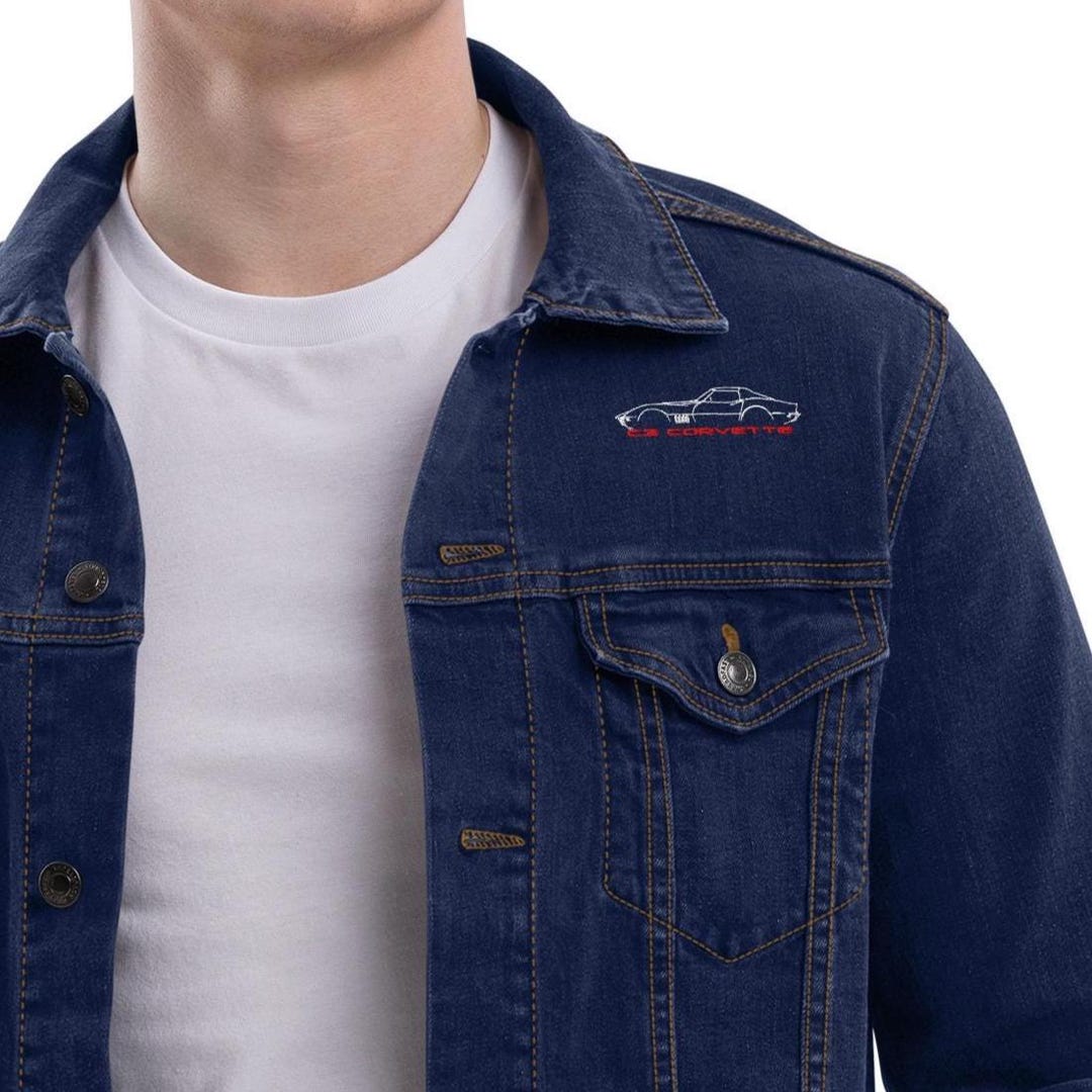 C3 Corvette Denim Jacket, C3 Lover Profile Art, Embroidered Corvette ...