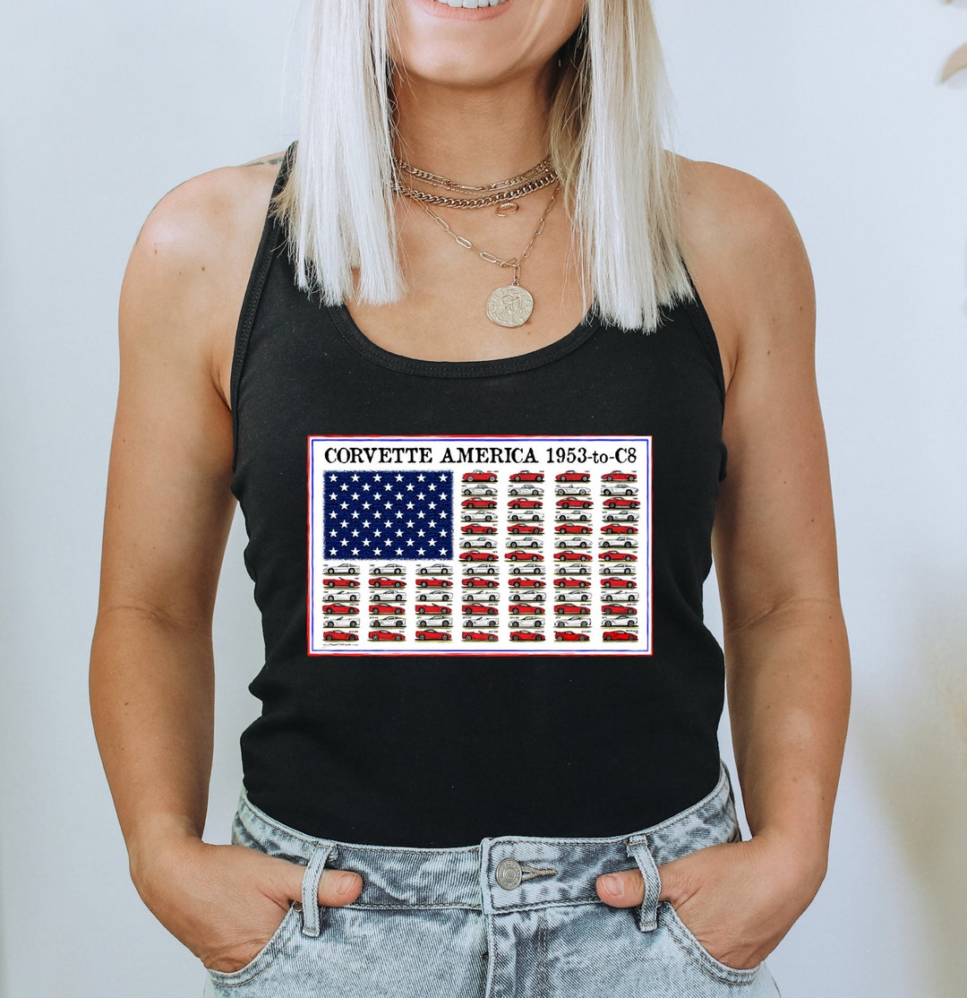 Corvette Tank Top, Corvette American Flag Tank Top, Corvette Lover Top ...