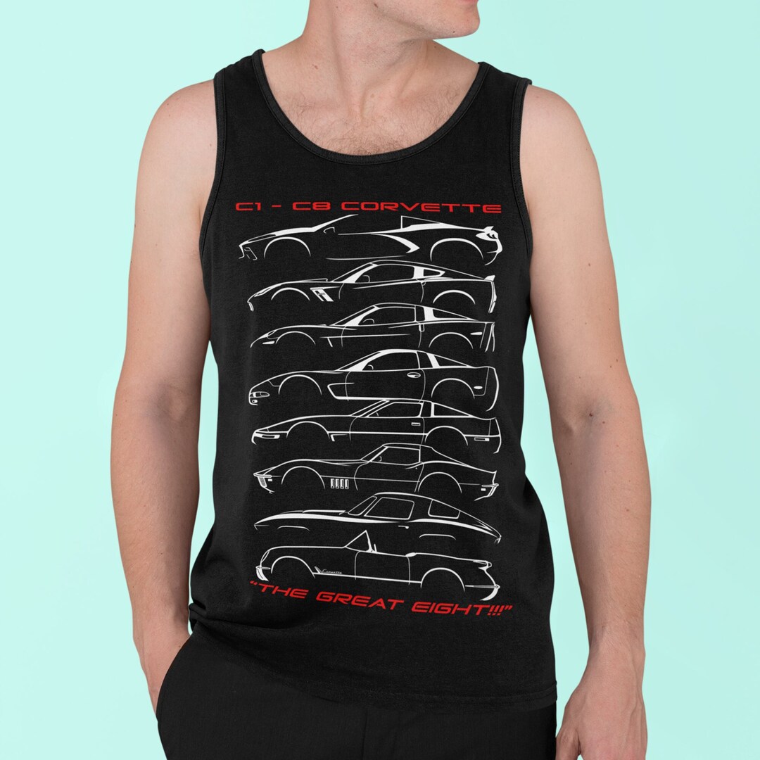 Corvette Tank Top, C1 to C8 Corvette Profile Tank Top, Corvette C1 to ...
