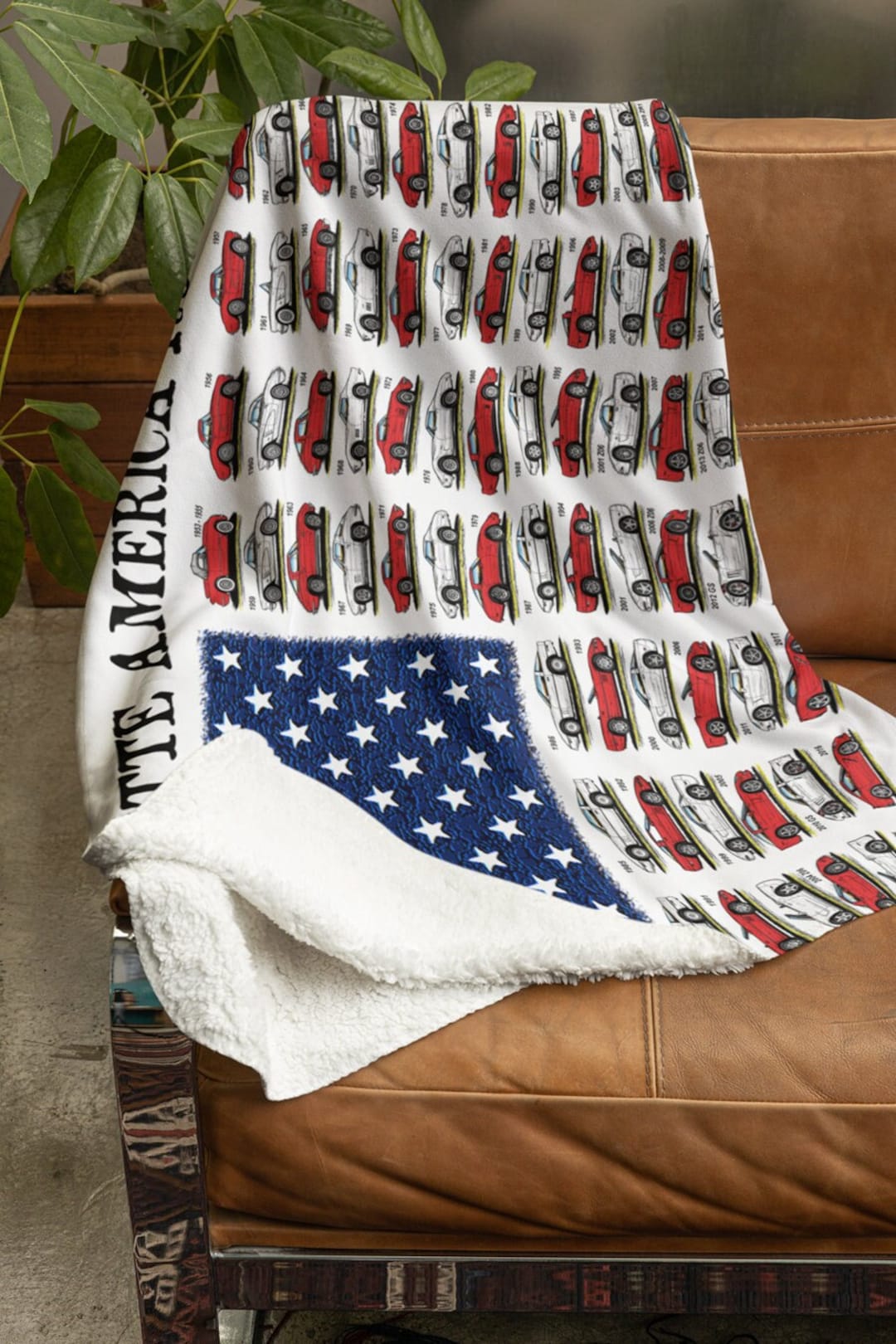 Corvette Lover Throw Blanket, C1 to C8 Corvette Art American Flag ...