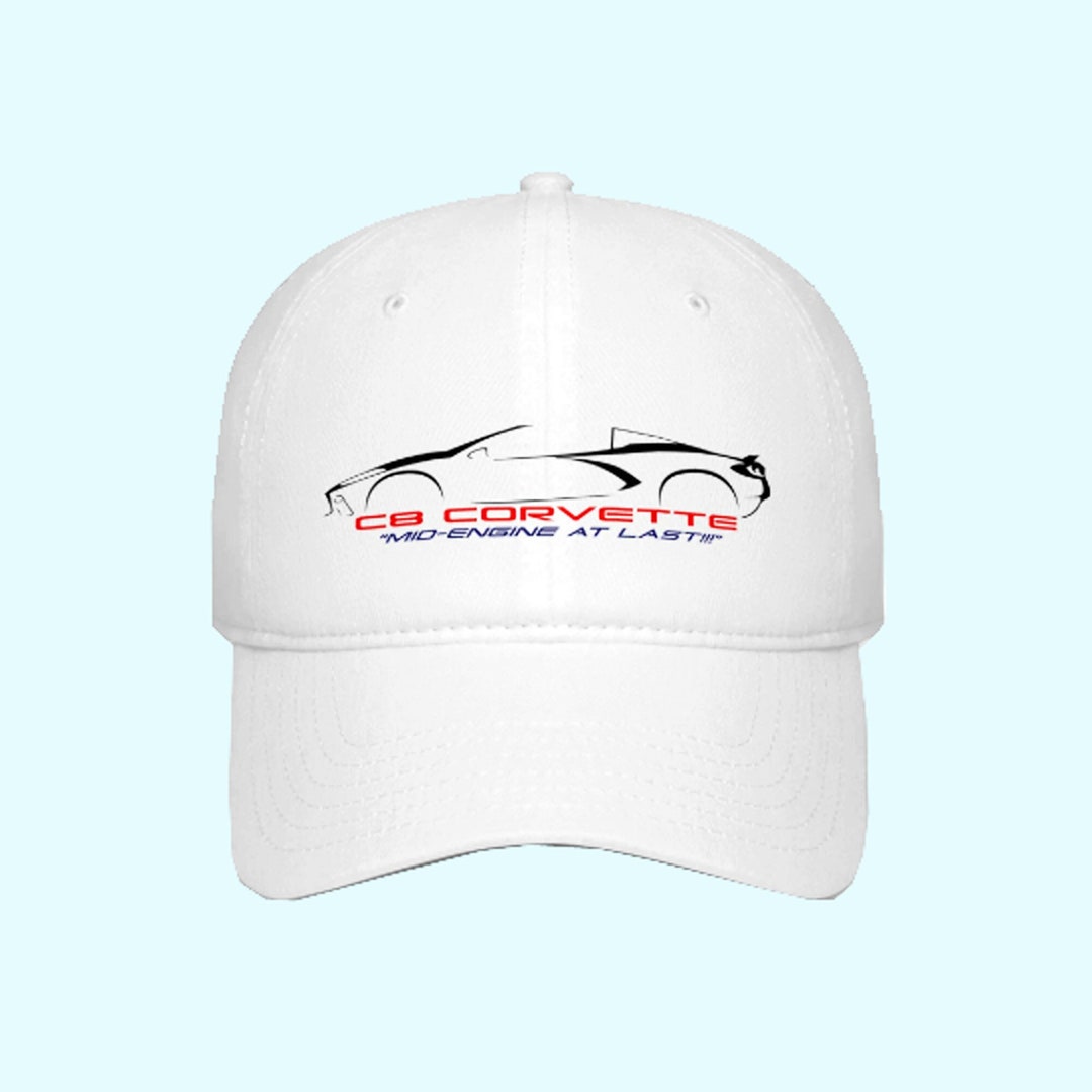 C8 Corvette Ball Cap, C8 Corvette Gift, White C8 Corvette Profile ...