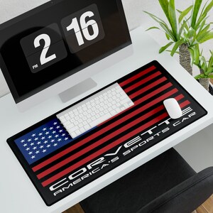 Corvette Lover Desk Mat, Corvette Dad Gift, American Flag, Corvette ...