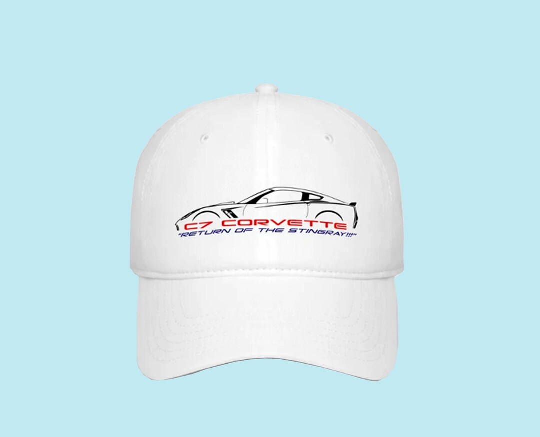 C7 Corvette Ball Cap, C7 Corvette Gift, White C7 Corvette Profile ...