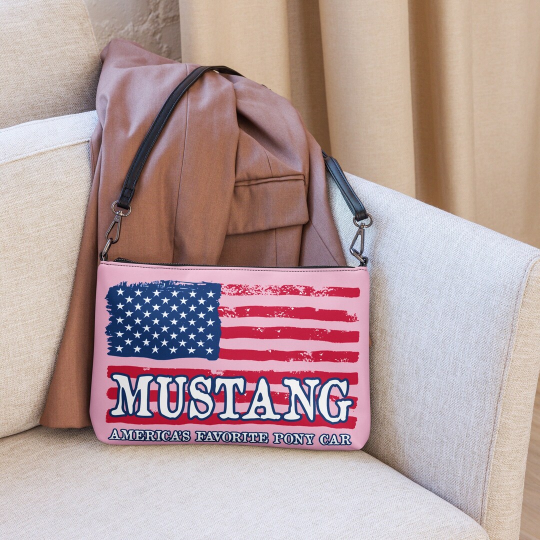 Mustang Flag Crossbody or Clutch Bag, Mustang Lover Gift, Mustang Pink ...