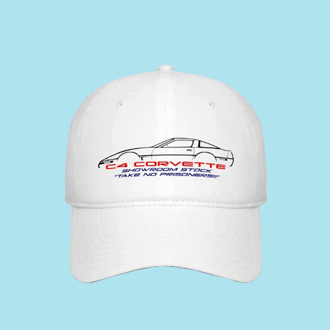 C4 Corvette Ball Cap, C4 Corvette Gift, White C4 Corvette Profile ...