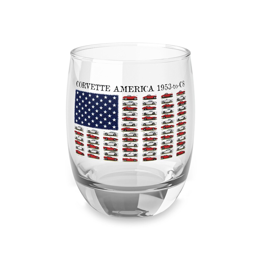 Corvette Lover Whiskey Glass, Corvette C1 to C8 Art, Corvette American ...
