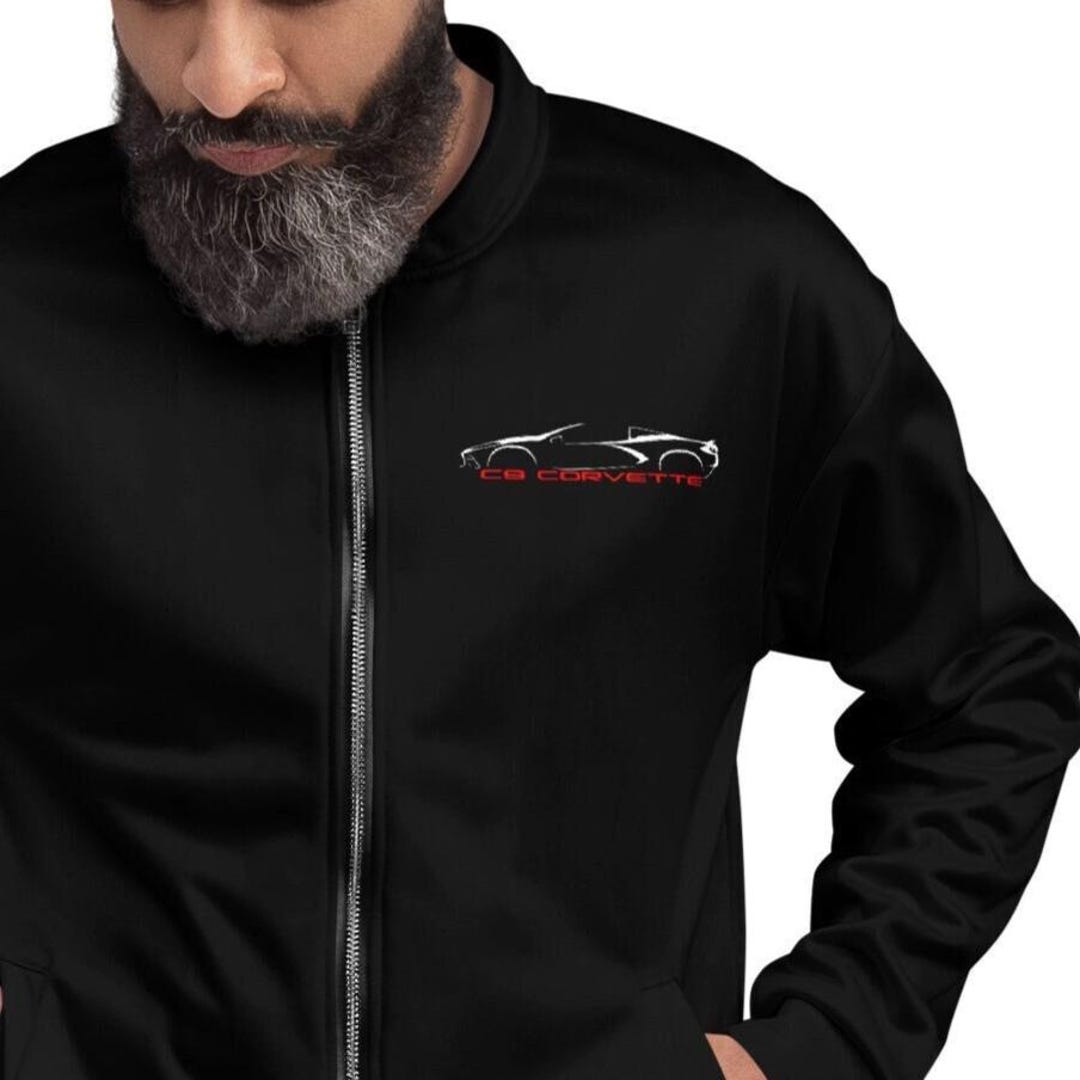 C8 Corvette Lover Bomber Jacket, Unisex Sizes, Polyester With Fleece ...