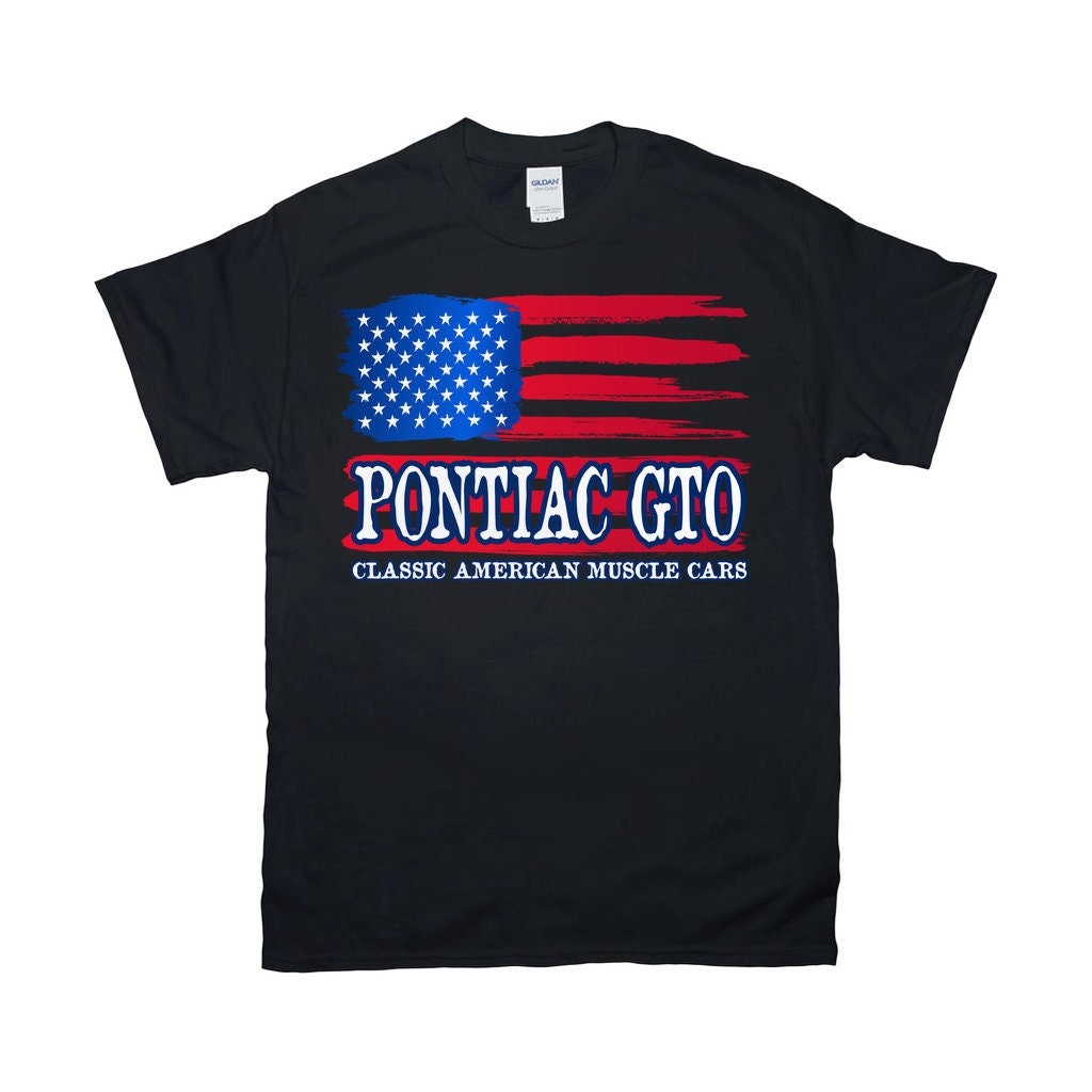 Pontiac GTO American Flag T-shirt Horizontal, Gildan Unisex Shirt ...