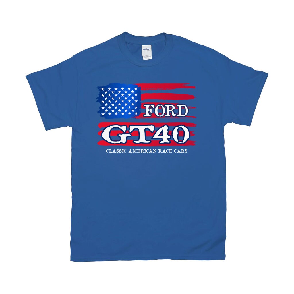 Ford GT40 Race Car Flag Muscle Car T-shirt, , Gildan Unisex Ford GT40 ...