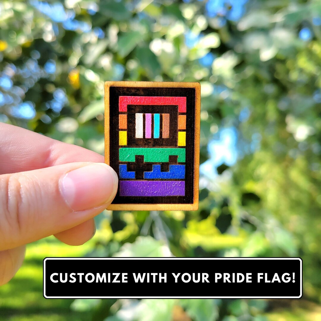 Customizable Pride Flag Rainbow Gamer Hand-painted Wooden Pin - Etsy