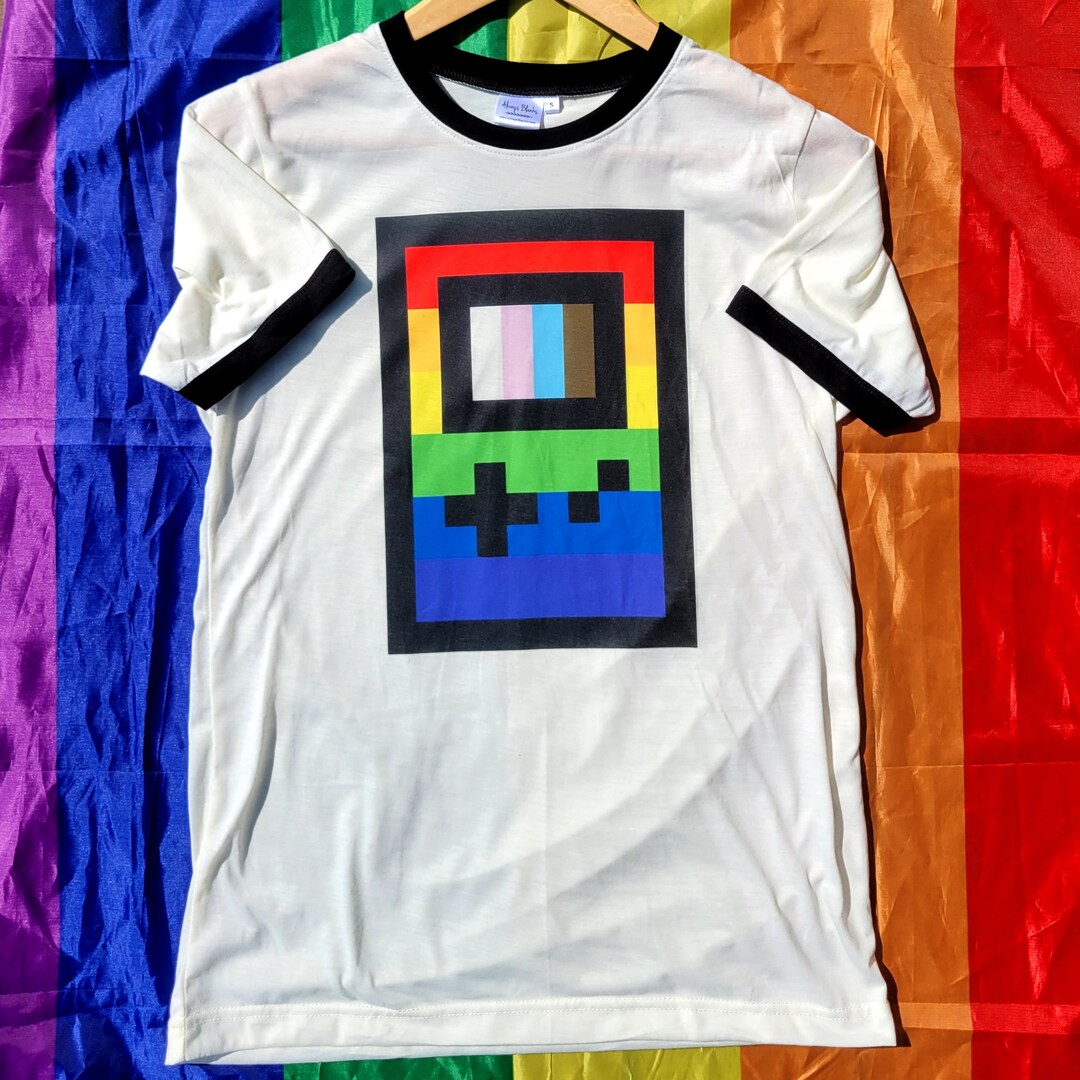 Rainbow Gamer Video Game Inspired Cream/black Ringer Tee - Etsy