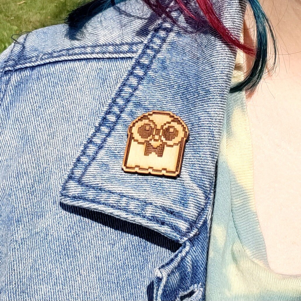 Incorporeal Cuties Pixel Art Ghost Laser Engraved Wooden Pin - Etsy