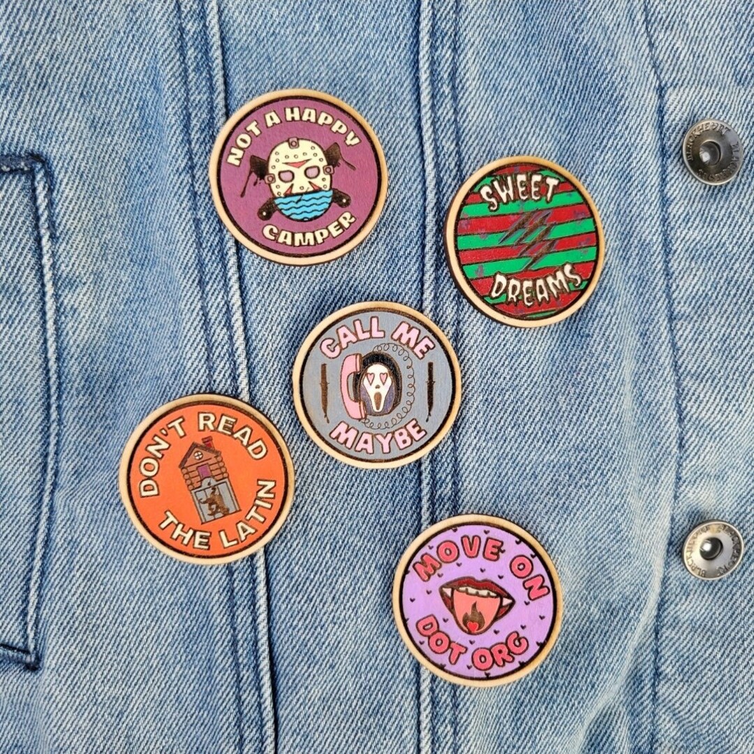 Horror Movie Inspired Hand-painted Wood Pins - Etsy