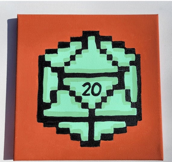 D20 8x8 Pixel Art Painting Dungeons and Dragons - Etsy