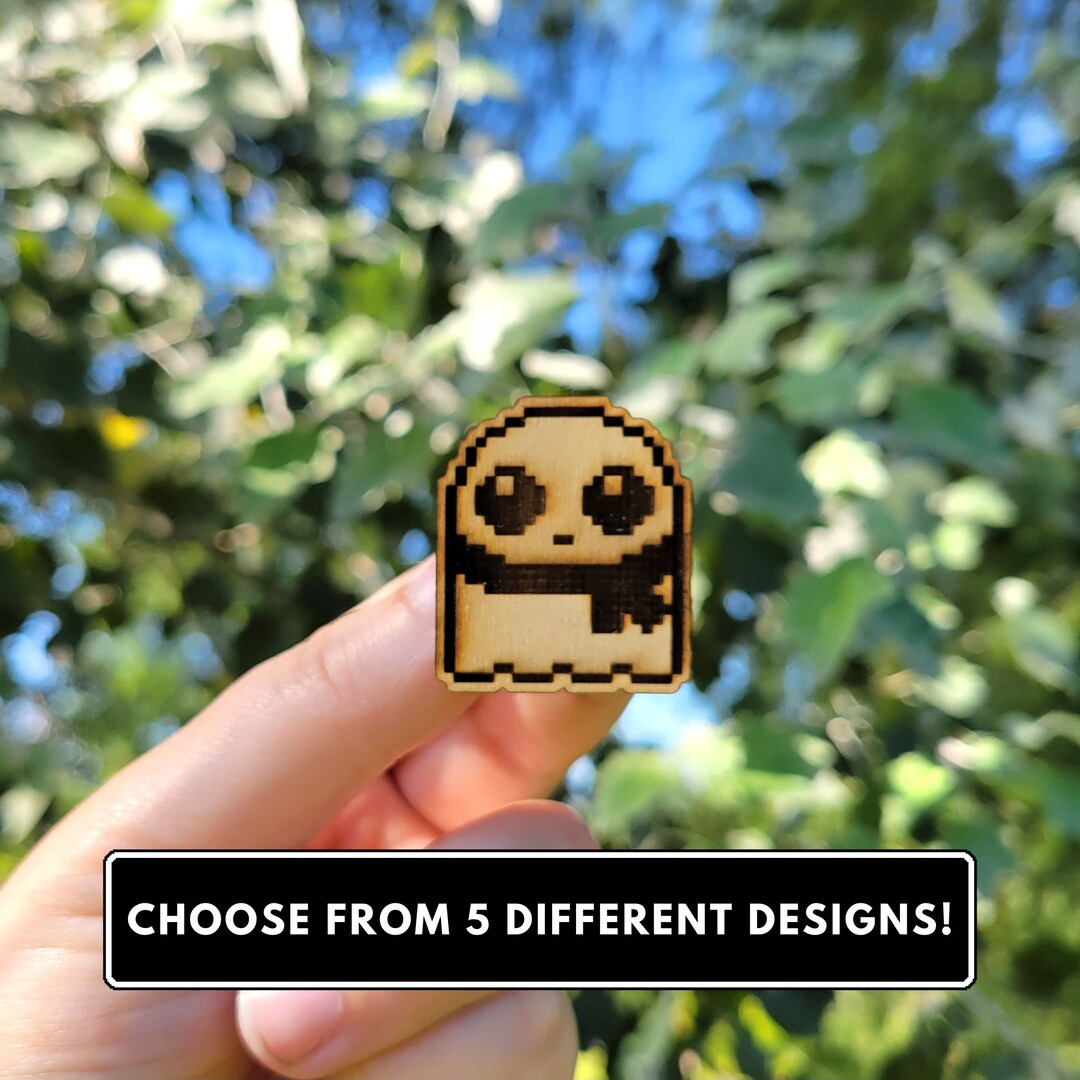 Incorporeal Cuties Pixel Art Ghost Laser Engraved Wooden Pin - Etsy