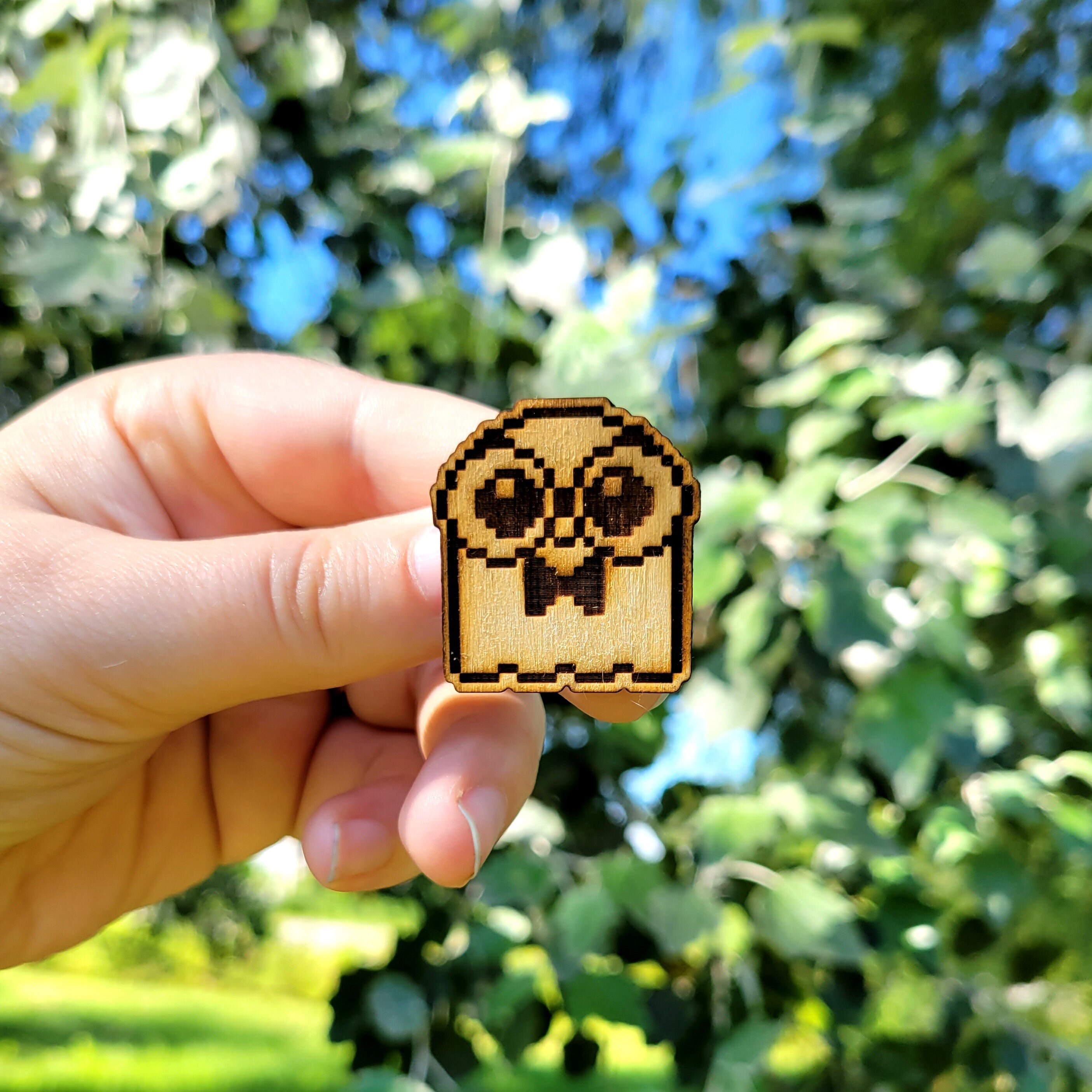 Incorporeal Cuties Pixel Art Ghost Laser Engraved Wooden Pin - Etsy