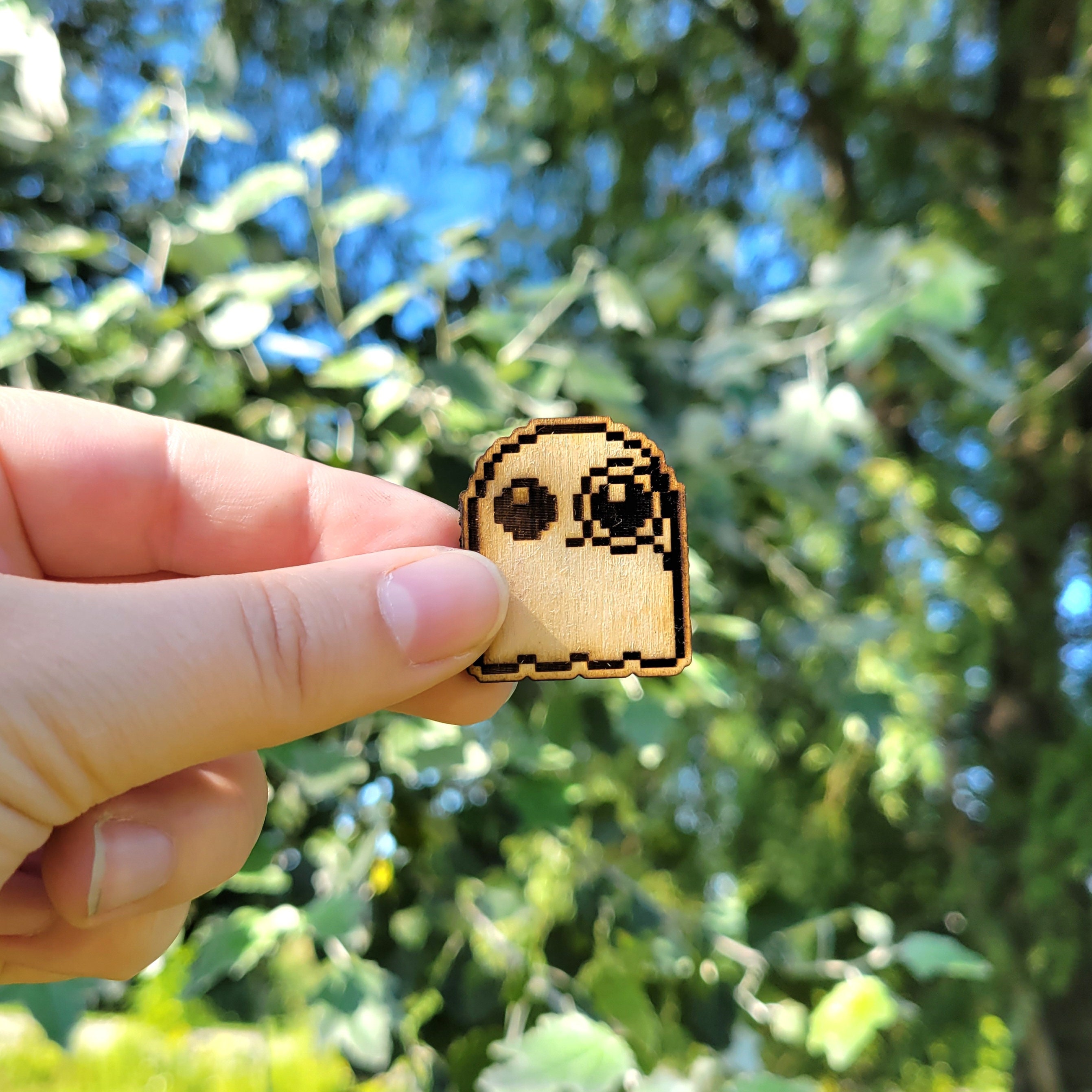 Incorporeal Cuties Pixel Art Ghost Laser Engraved Wooden Pin - Etsy
