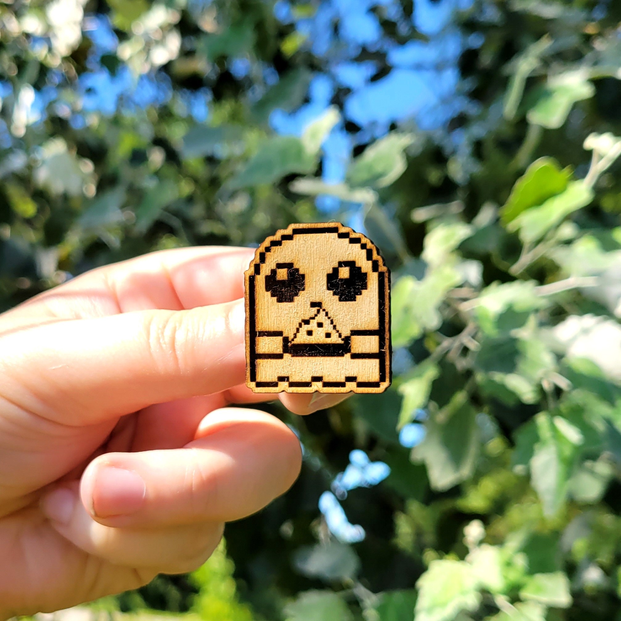 Incorporeal Cuties Pixel Art Ghost Laser Engraved Wooden Pin - Etsy
