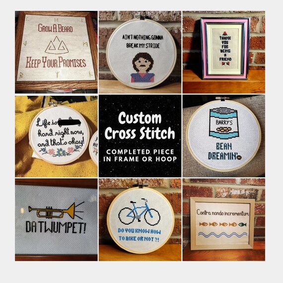Custom Cross Stitch in Hoop or Frame MADE TO ORDER - Etsy